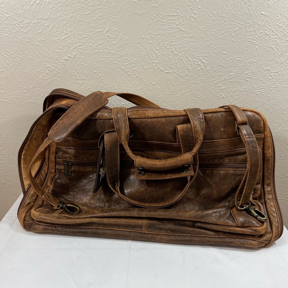 Scully Duffle Bag Aero Squadron Leather Cotton Lining - Gem